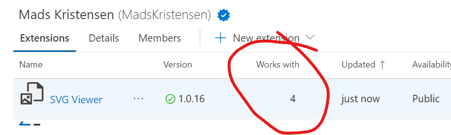 Can't sort my extension by the "Works with" column · Issue #529 · microsoft/vsmarketplace · GitHub