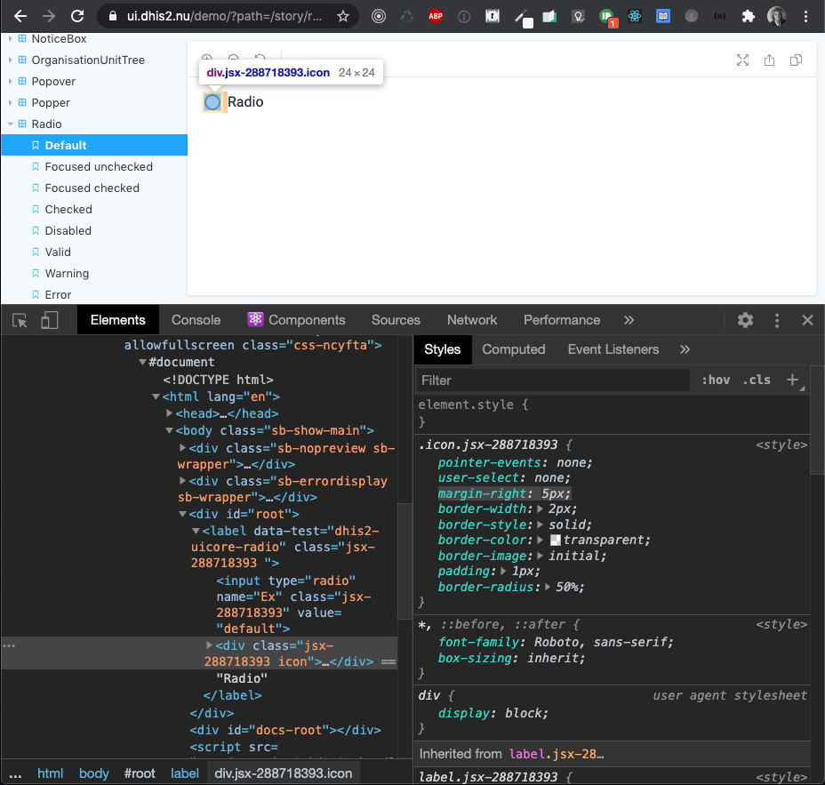 Radio adds a label margin when there's no label present · Issue #206 · dhis2/ui · GitHub