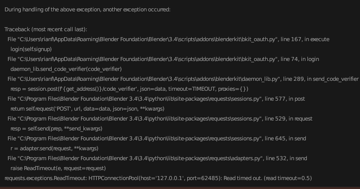 Connot search, daemon is not accesible search.py:873 · Issue #531 · BlenderKit/BlenderKit · GitHub