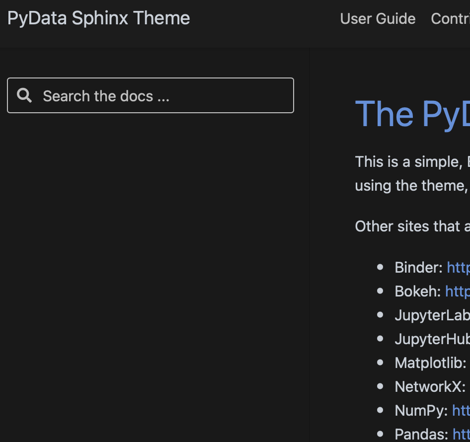 the left sidebar border is not visible in dark theme · Issue #630 · pydata/pydata-sphinx-theme ...