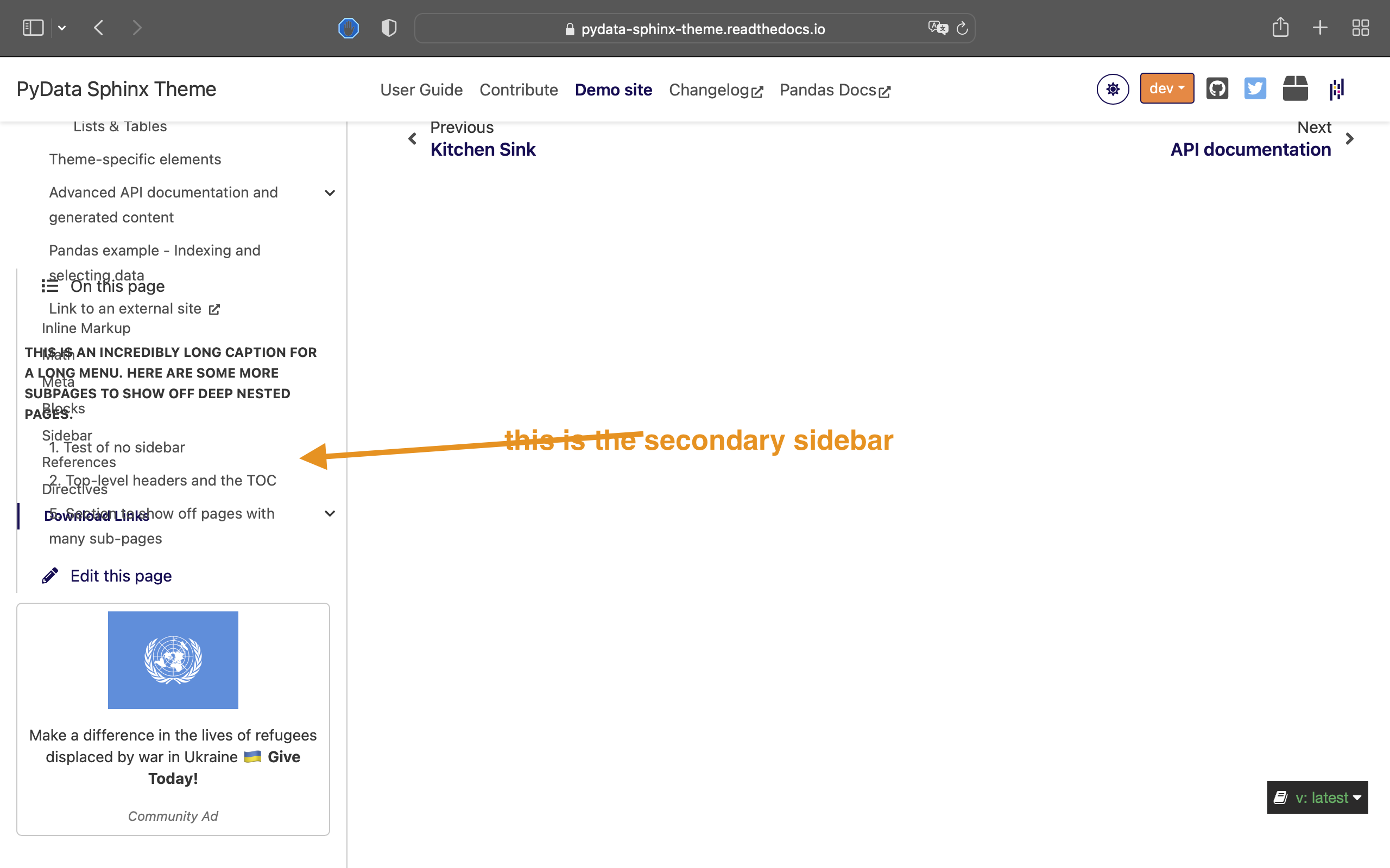 the secondary sidebar overlap with the primary sidebar · Issue #638 · pydata/pydata-sphinx-theme ...
