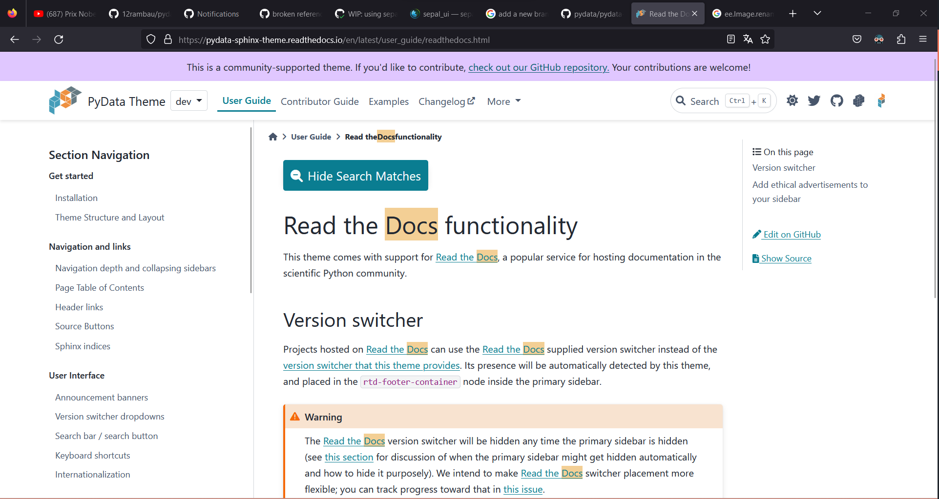 find another approach for the "hide the search component" · Issue #1436 · pydata/pydata-sphinx ...