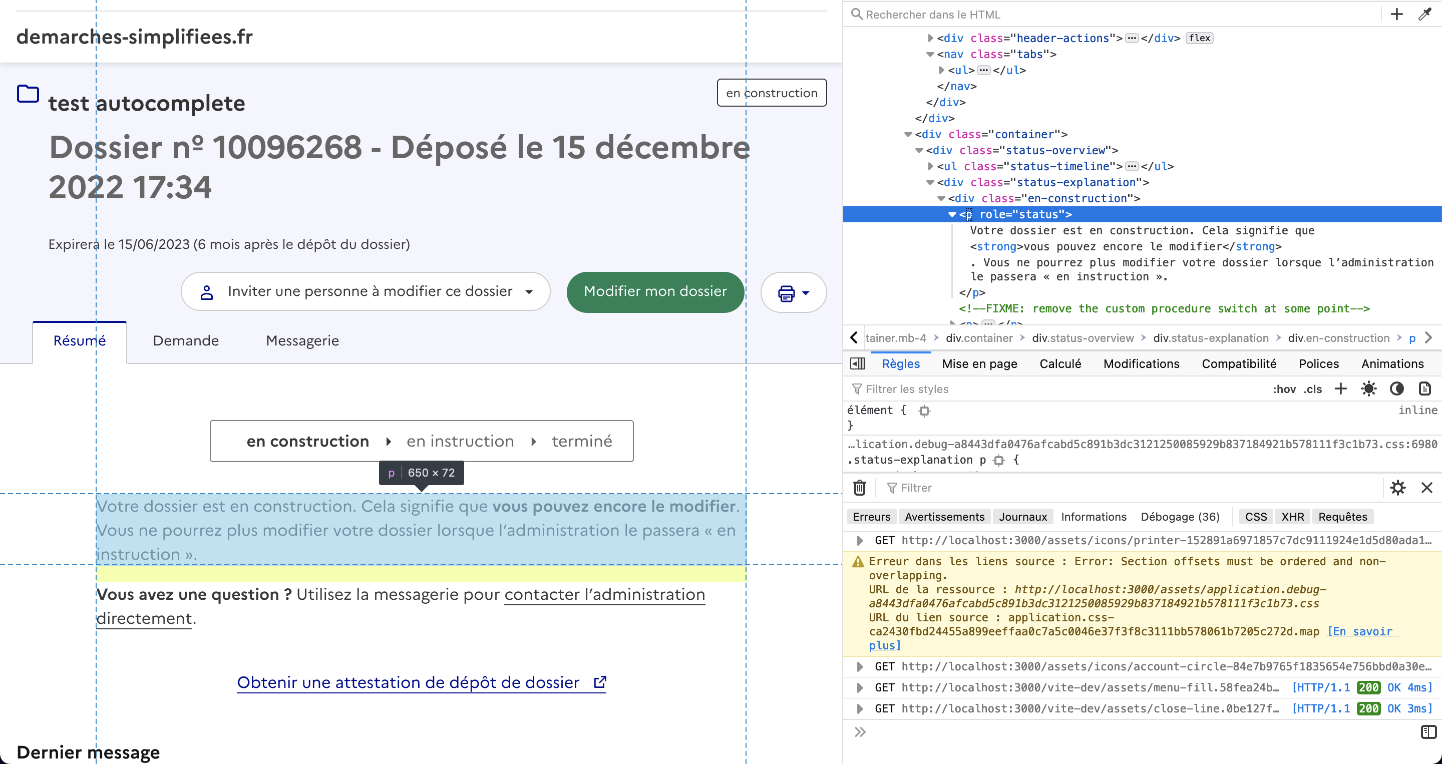 Restitution des messages de statut pour les technologies d'assistance ...