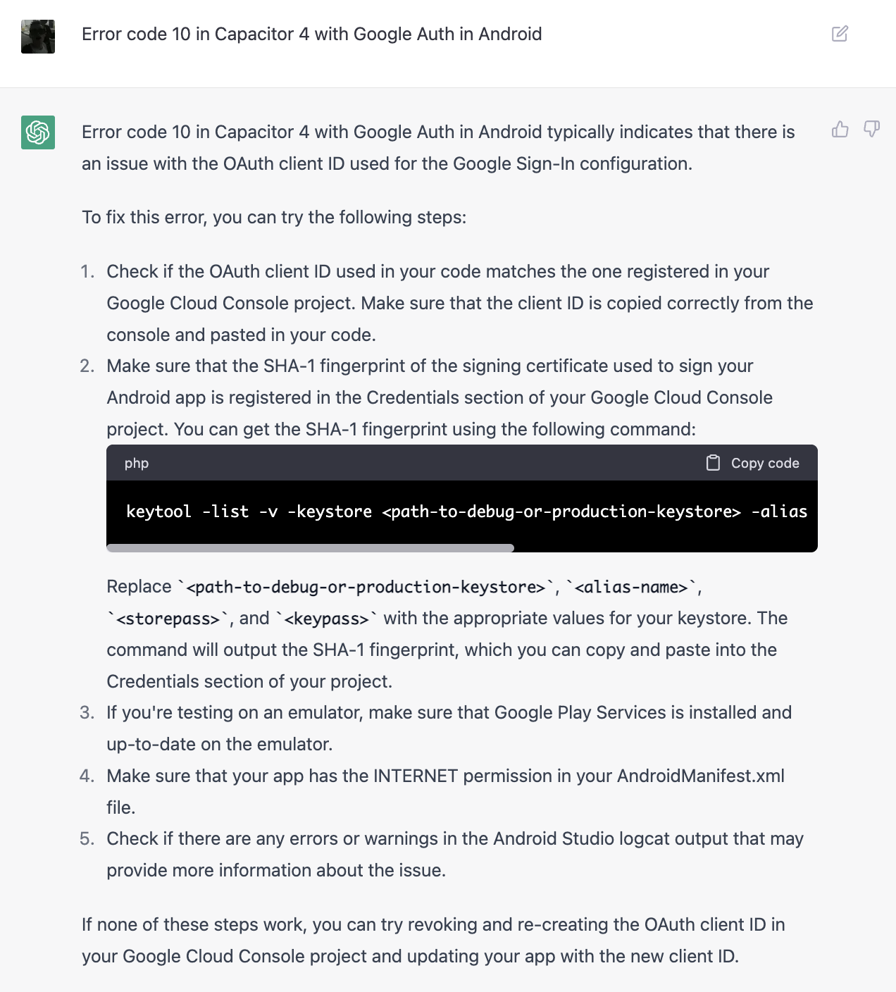 DOCS ISSUE: Error code 10 in Capacitor 4 with Google Auth in Android · Issue #263 ...