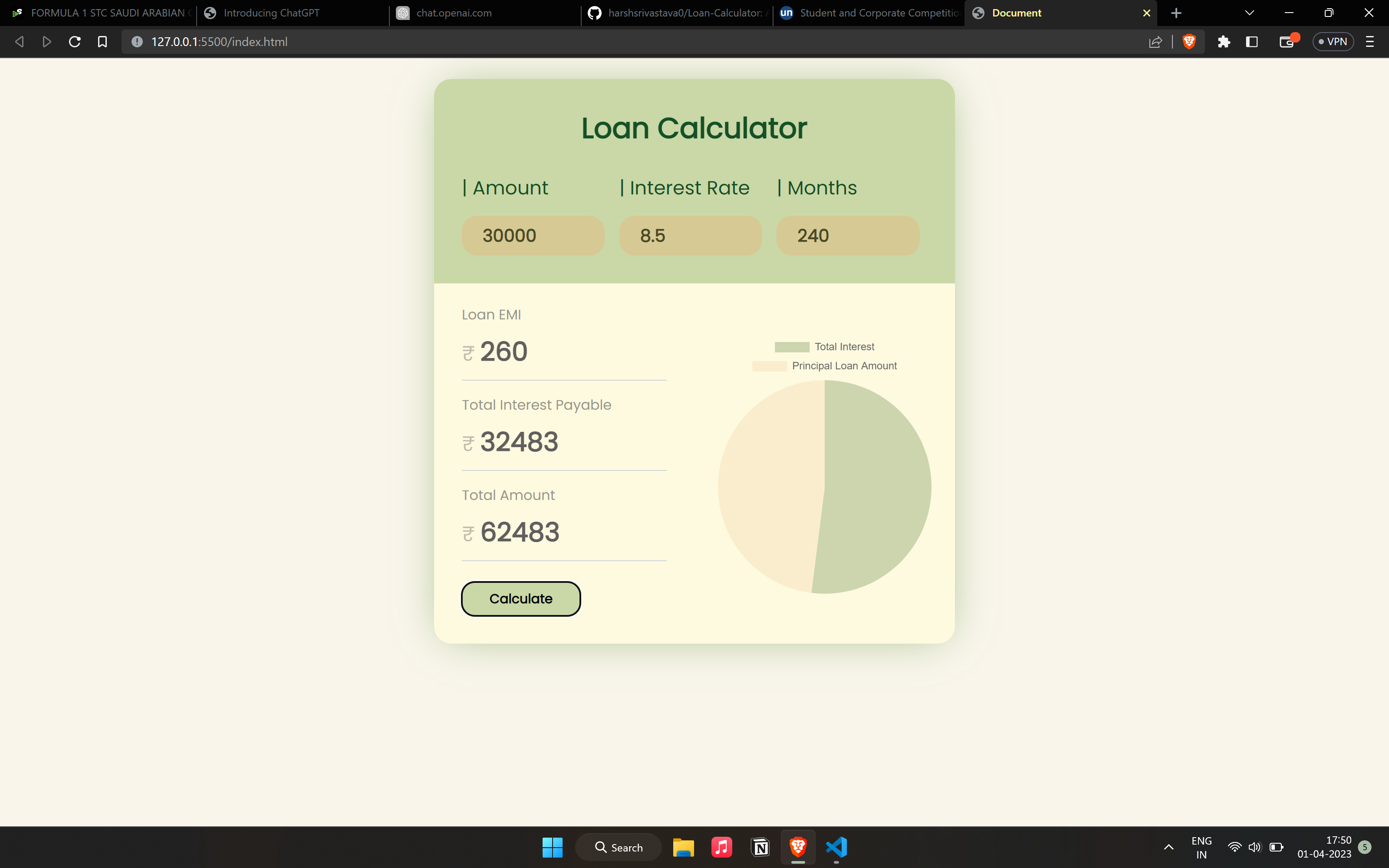 GitHub - harshsrivastava0/Loan-Calculator: A simple website designed to calculate the loan one ...
