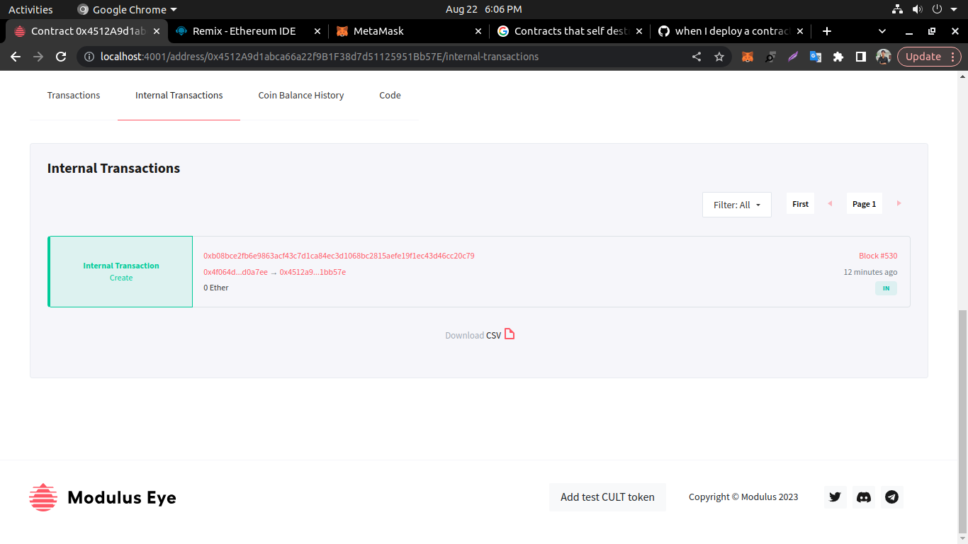Contracts that self destruct in their constructors have no contract ...