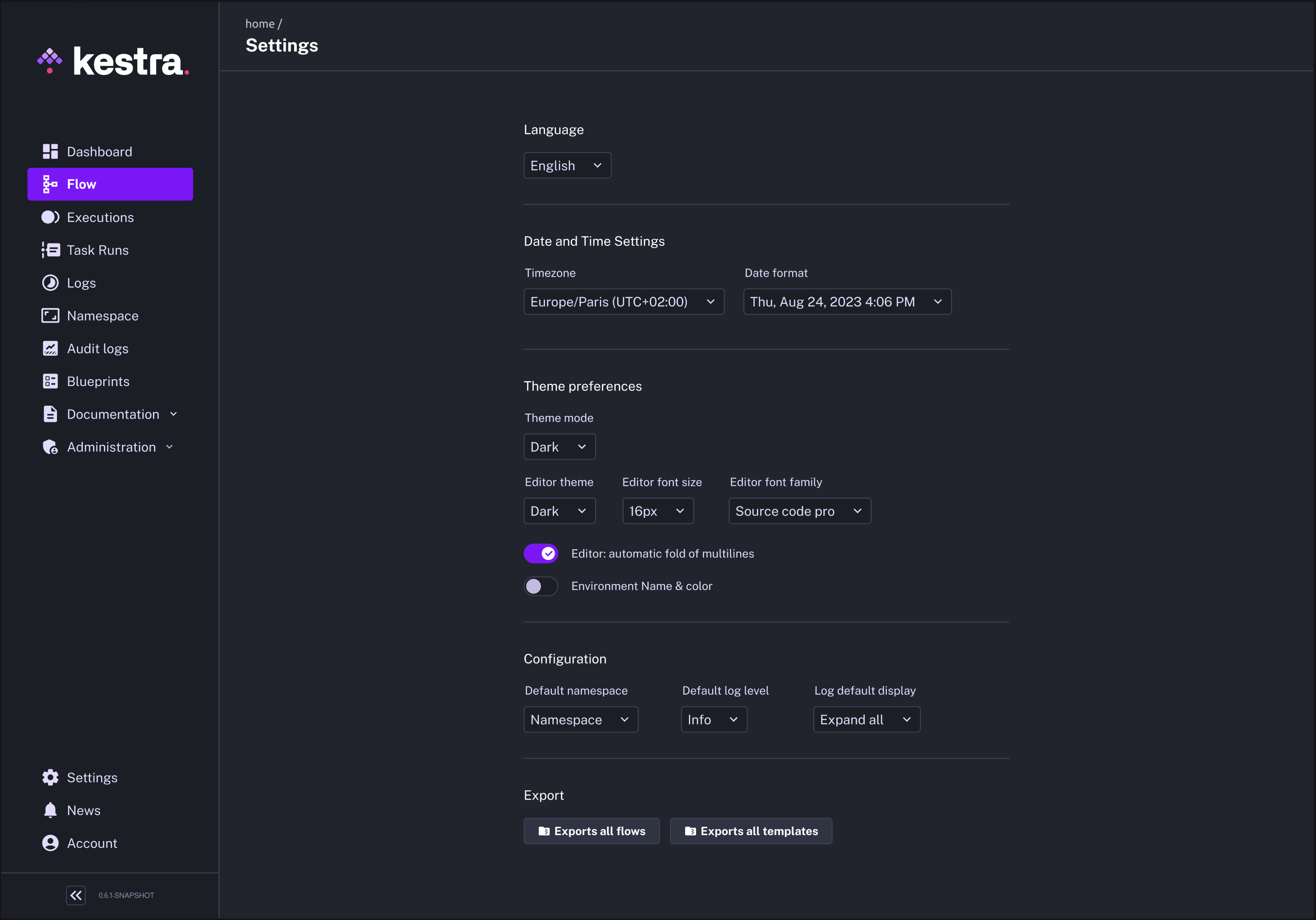 Improve Settings page display · Issue #1947 · kestra-io/kestra · GitHub