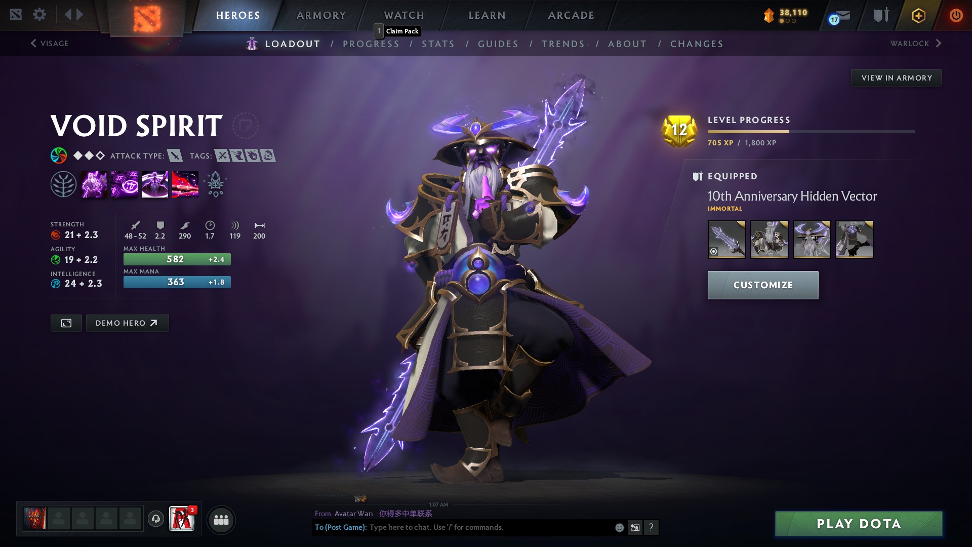 Void Spirit - 10th Anniversary Head gear only added ambient effect on one of his eyes. · Issue ...