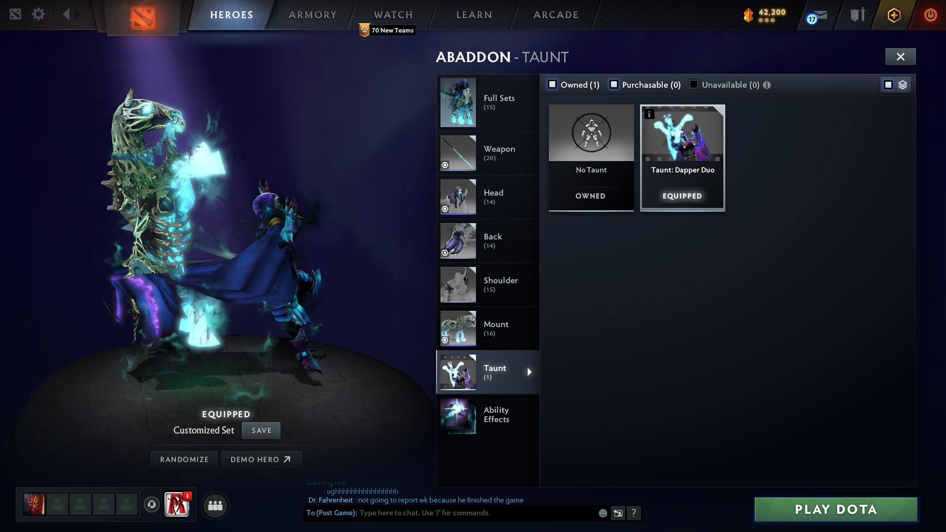 Abaddon Cloak Of The Demonic Vessel Display Error During Hero S Taunt Animation · Issue 11701