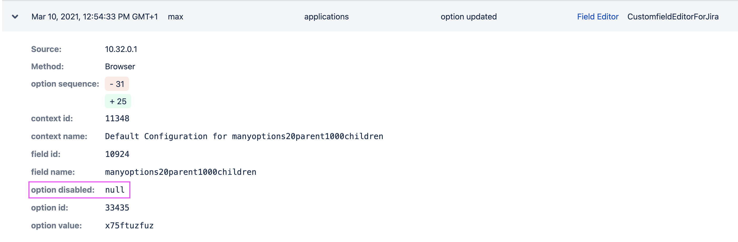 Ce 108 Fix Audit Log Attribute Disablednull On Option Move · Issue 8673
