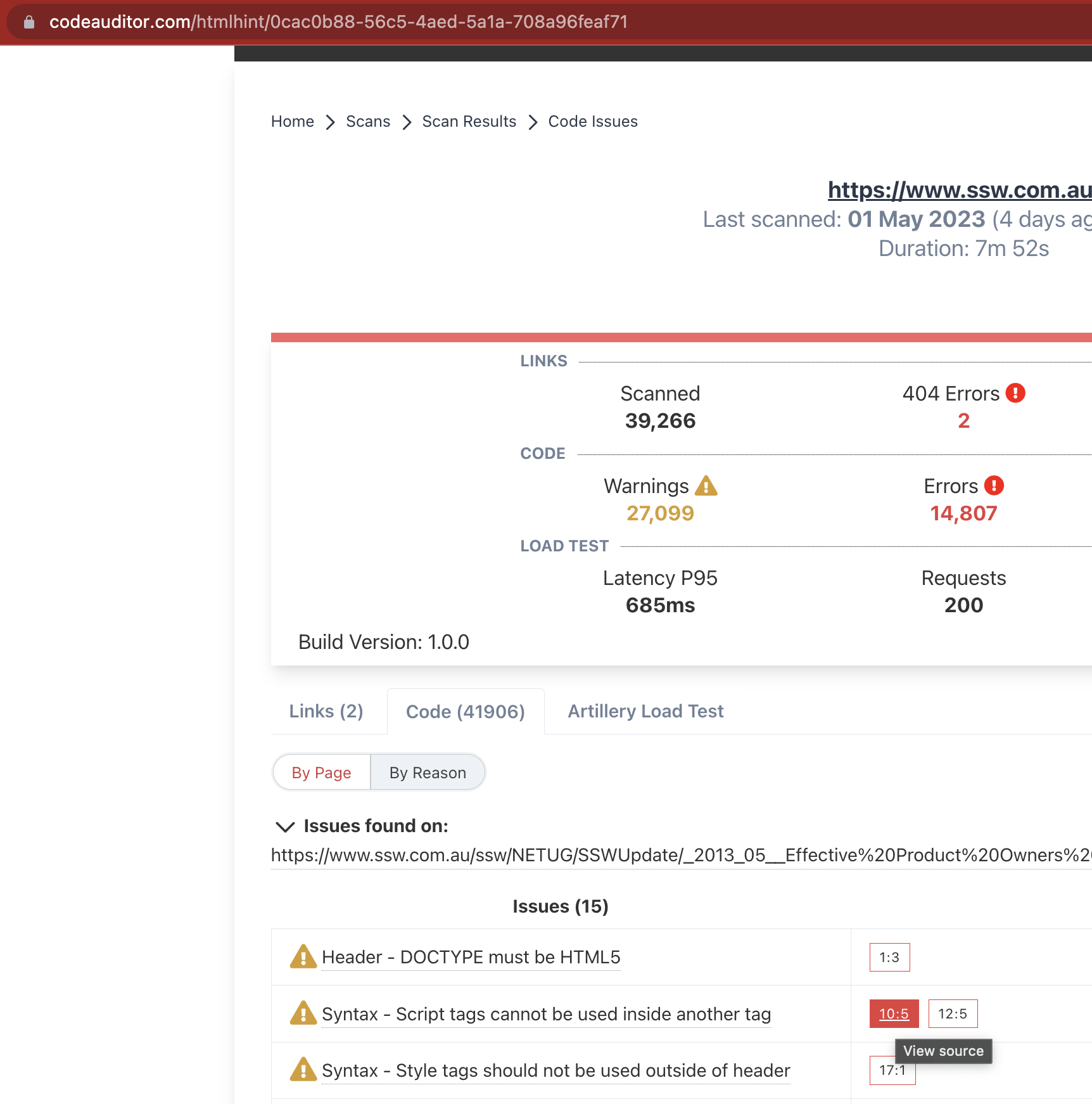 🐛 BUG - Can't view source · Issue #439 · SSWConsulting/SSW.CodeAuditor · GitHub