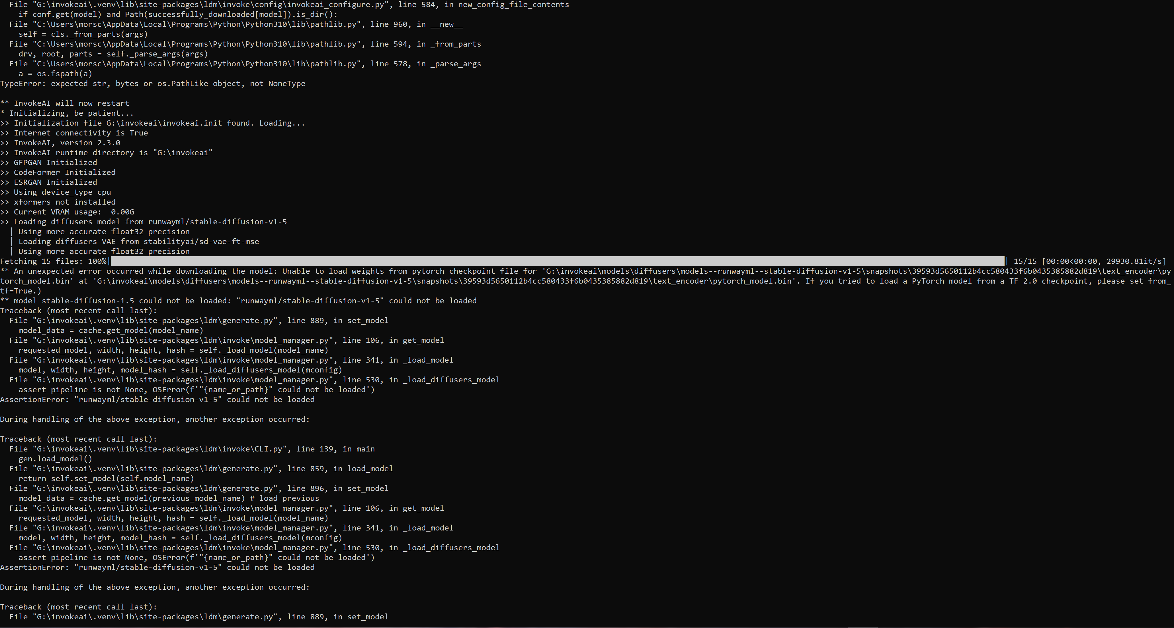 [bug]: error downloading all files · Issue #2759 · invoke-ai/InvokeAI · GitHub
