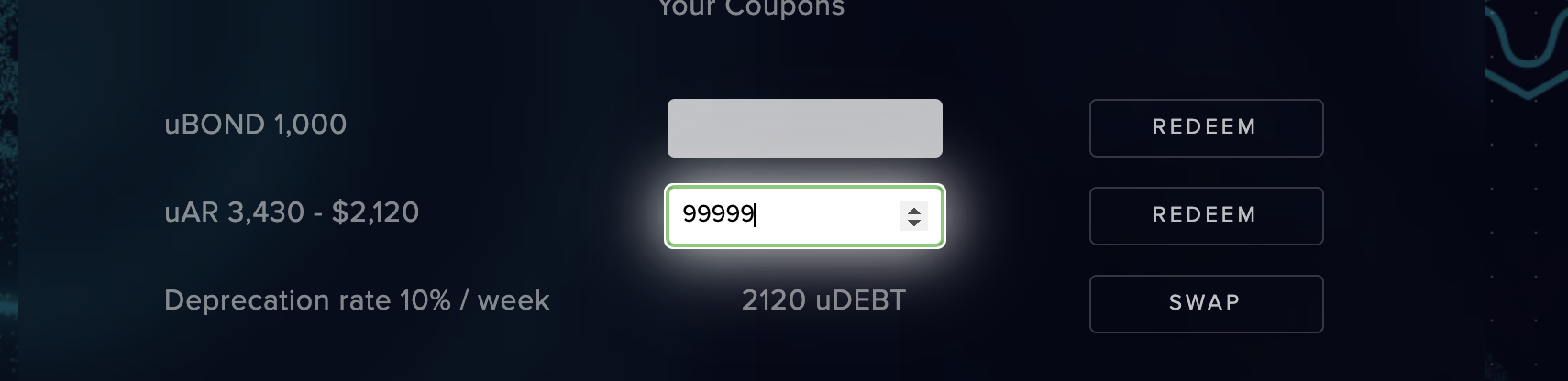 New DebtCoupon UI - uDEBT indicator on the uAR swap should change with the uAR input · Issue #58 ...