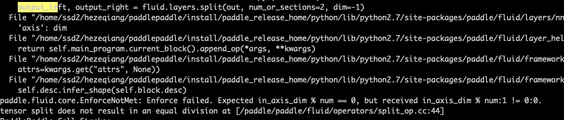 使用fluid.layer.split报错 · Issue #16371 · PaddlePaddle/Paddle · GitHub