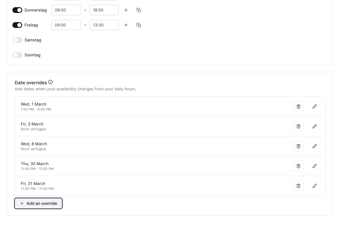 [CAL-1146] Date overrides bug · Issue #7307 · calcom/cal.com · GitHub
