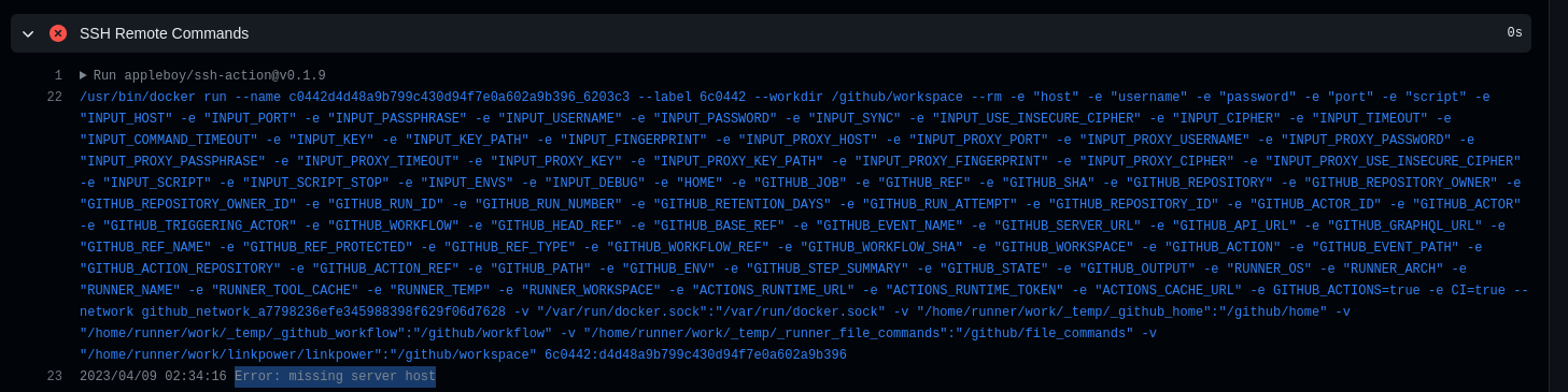 Error: missing server host · Issue #239 · appleboy/ssh-action · GitHub