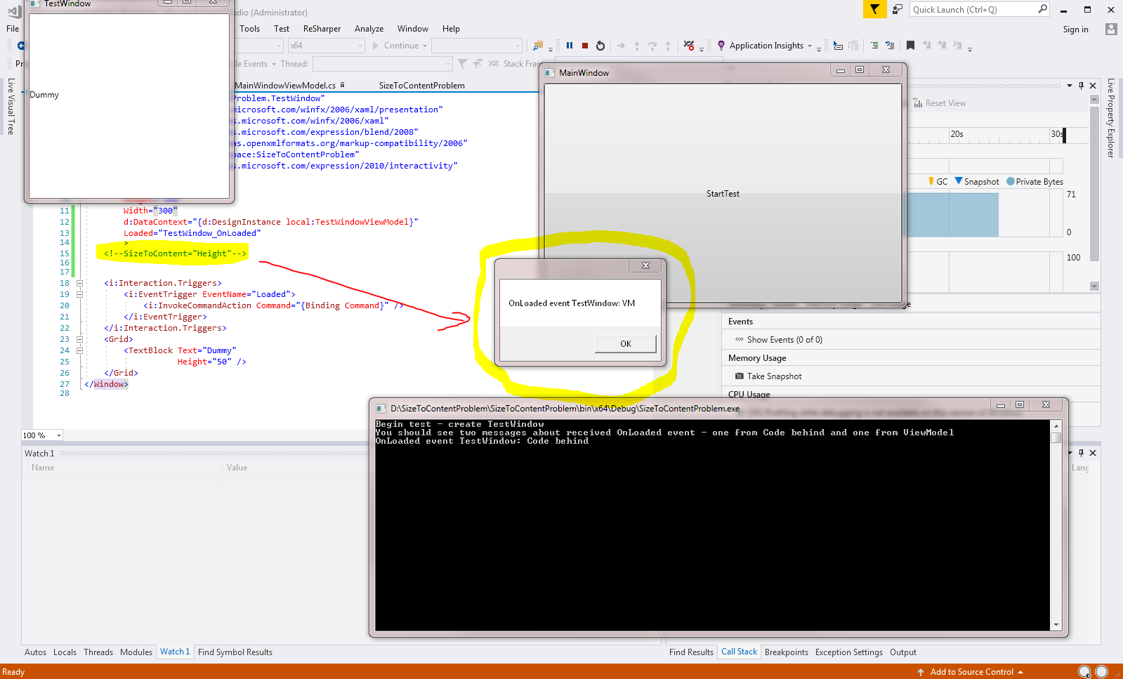 Existence of SizeToContent in XAML breaks Loaded Event of window · Issue #429 · microsoft/dotnet ...
