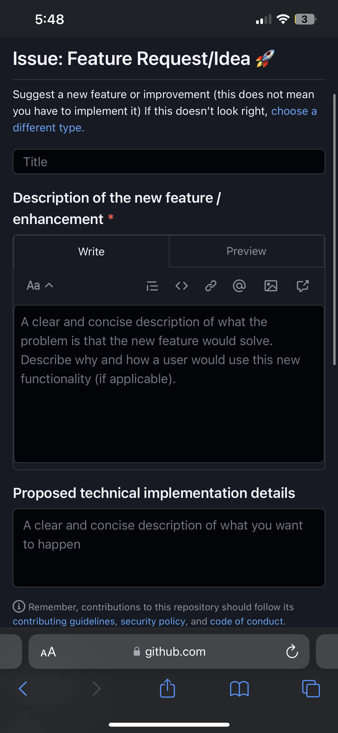 Github Issues Problem Preview Is Not Available When Submitting New