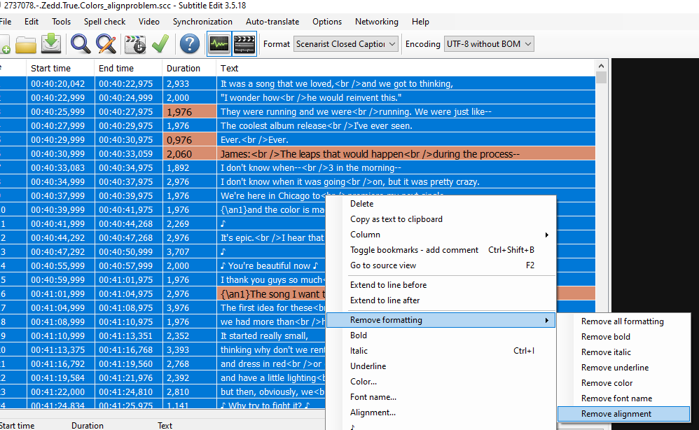 {\an1} tags randomly appear when reopening .scc files · Issue #4686 ...