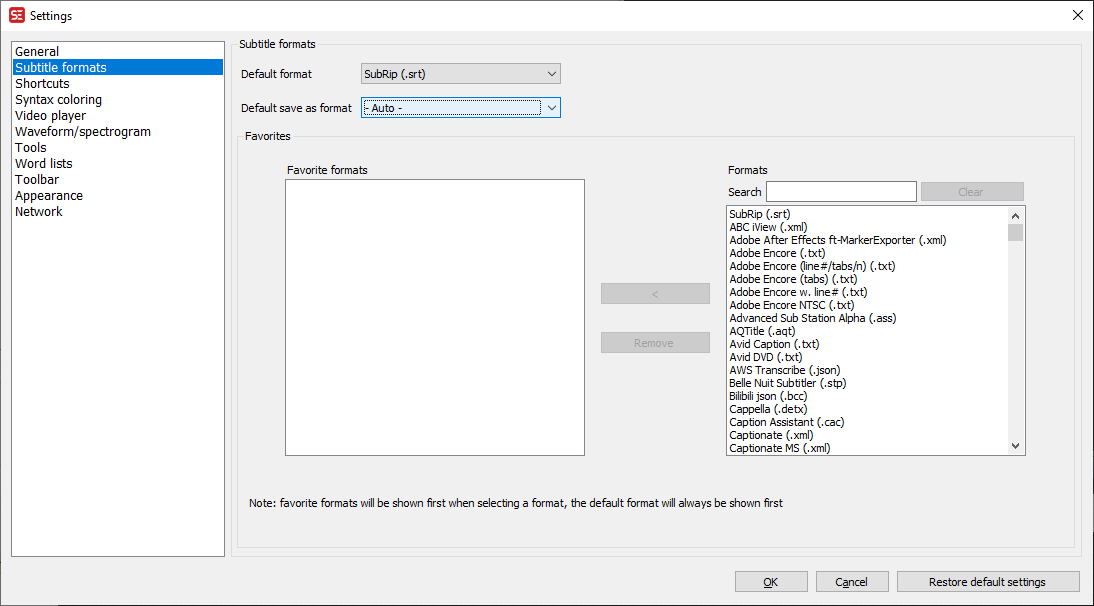 Save/set default export format · Issue #5246 · SubtitleEdit/subtitleedit · GitHub