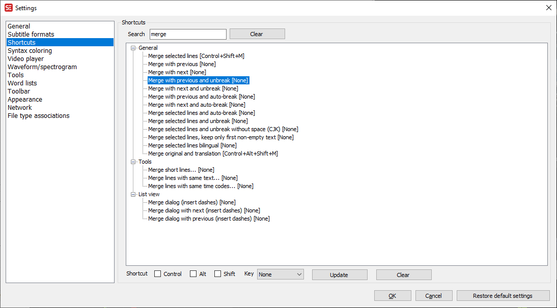 Shortcut needed for "Merge with line before" · Issue #5975 · SubtitleEdit/subtitleedit · GitHub
