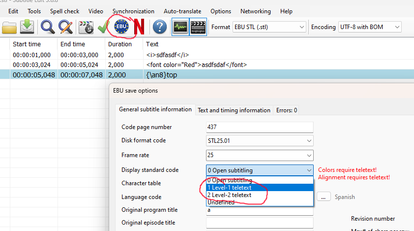 Color coding lost when saving in EBU STL format · Issue #6426 · SubtitleEdit/subtitleedit · GitHub