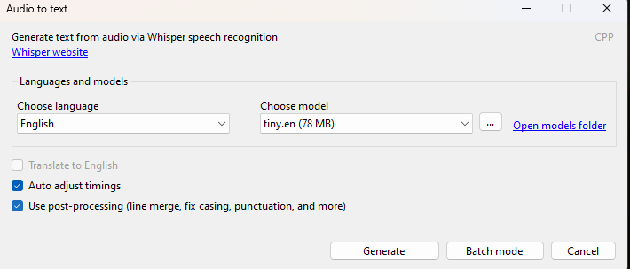 Whisper Audio To Text Not Working · Issue #6453 · SubtitleEdit/subtitleedit · GitHub