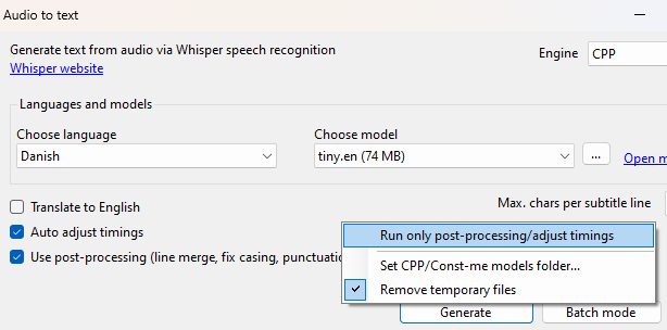Apply Whisper post-processing + timing adjustments without running Whisper · Issue #6870 ...