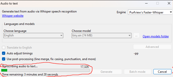 [Bug] Whisper audio to text always showing Time remaining: A few seconds · Issue #7505 ...