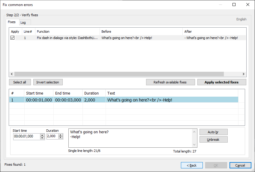 Fix common errors - Need add dash in dual dialogues · Issue #4443 · SubtitleEdit/subtitleedit ...