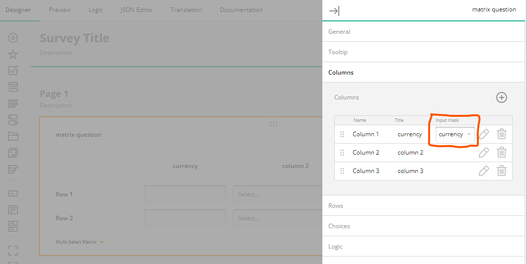 Provide Proper Inputmask Support For Text Columns Of Matrix Questions