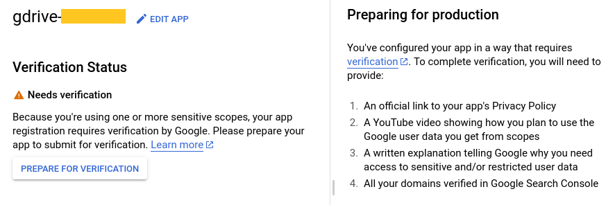 App registration requires varification by Google · Issue #35 · glotlabs/gdrive · GitHub