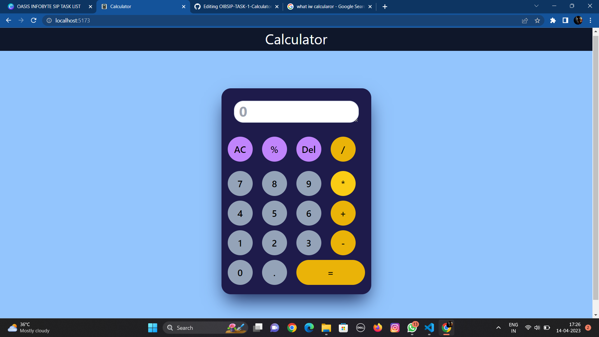 GitHub - shreeram312/OIBSIP-TASK-1-Calculator: Calculator made for ...