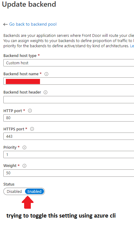 Disable Afd Backend Pools Backend Host With Azure Cli · Issue 1823