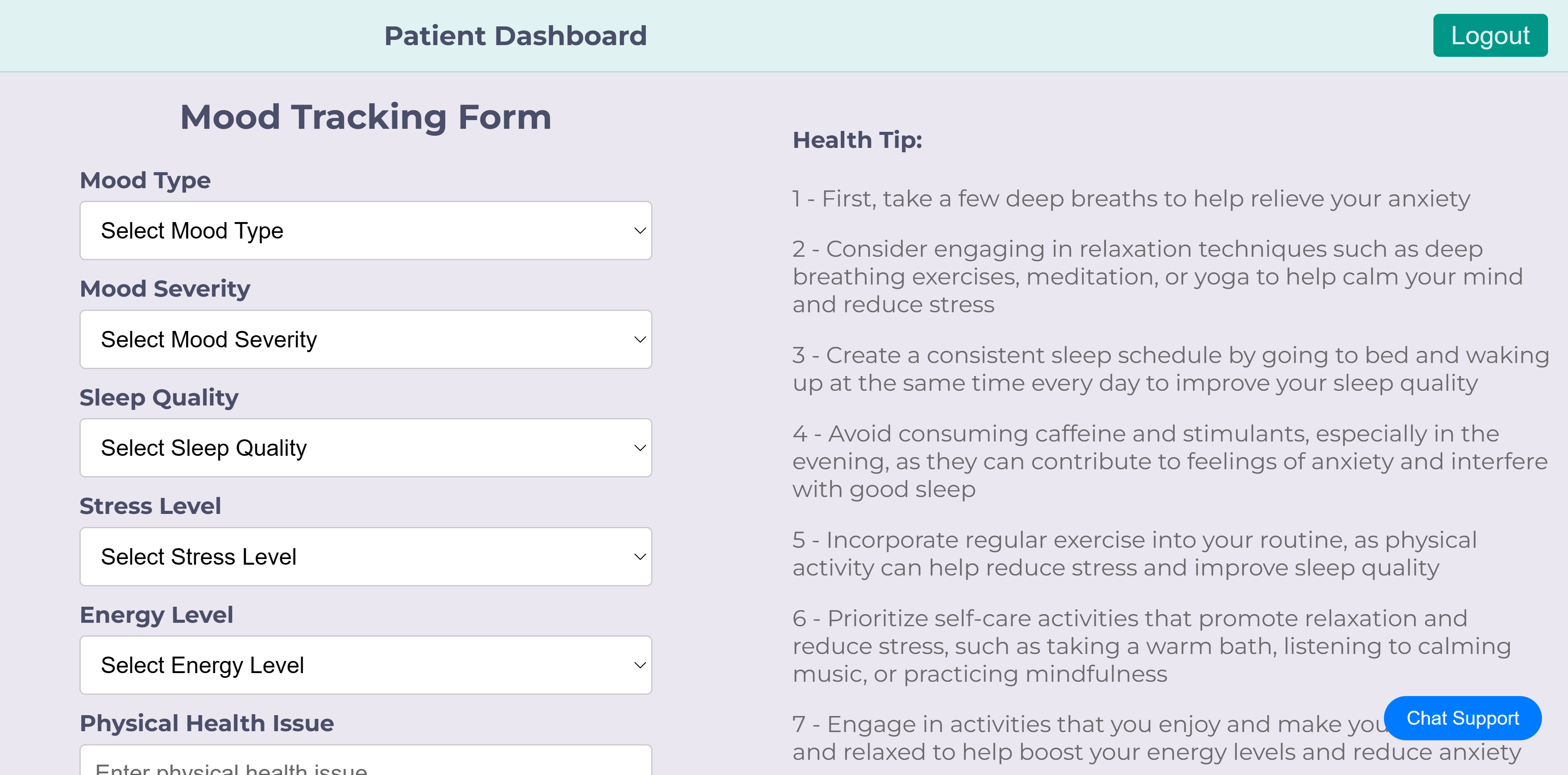 GitHub - ssamarasam/mood-tracker-support-chat