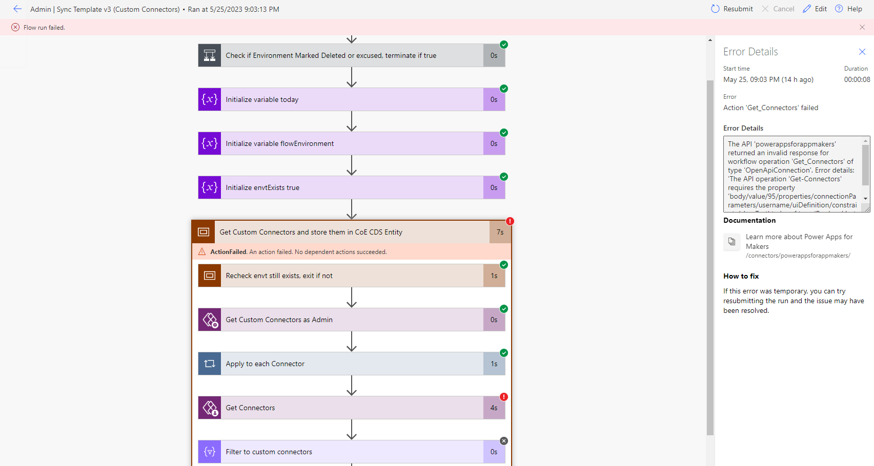 [coe Starter Kit Bug] Sync Template V3 Custom Connectors And Sync Template V3 Connectors