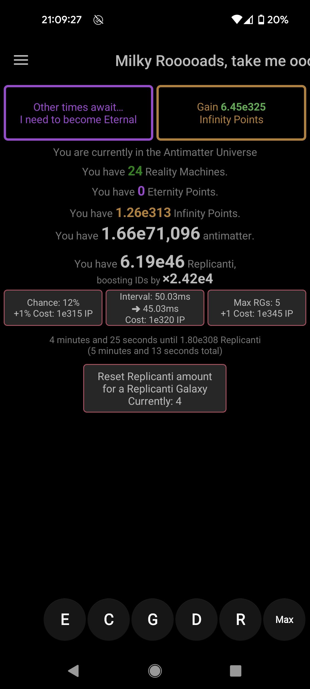 Infinite Replicanti countdown timer too slow when repl. chance is at ...