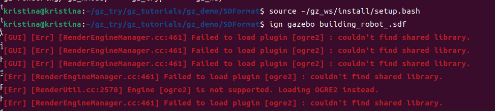 [gui] [err] [renderenginemanager Cc 461]failed To Load Plugin [ogre2] Couldn T Find Shared