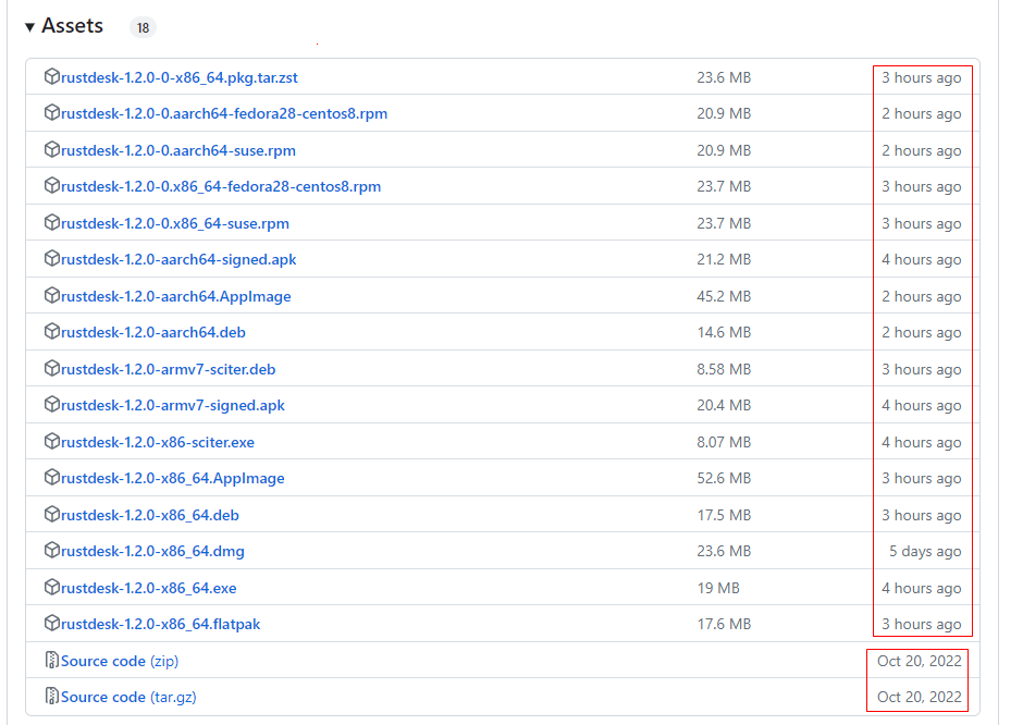 Night builds - Source code archive files always dated October 2022 · Issue #4755 · rustdesk ...