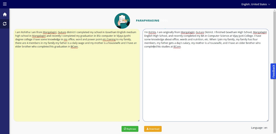 GitHub - RPRADEEPMX/Paraphraser: Rephrases the text in correct tense ...