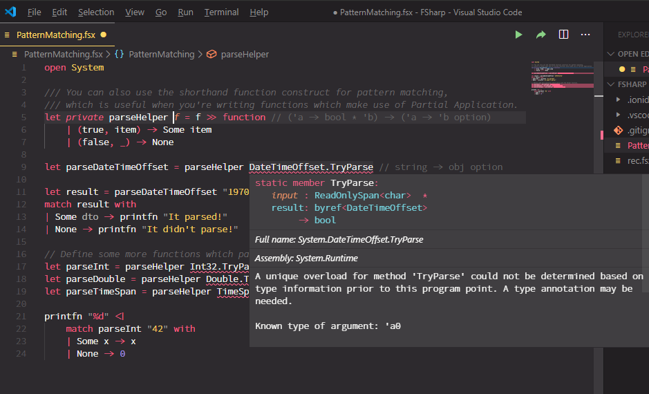 Tour of F#: in "Pattern Matching" section, the second example code ...