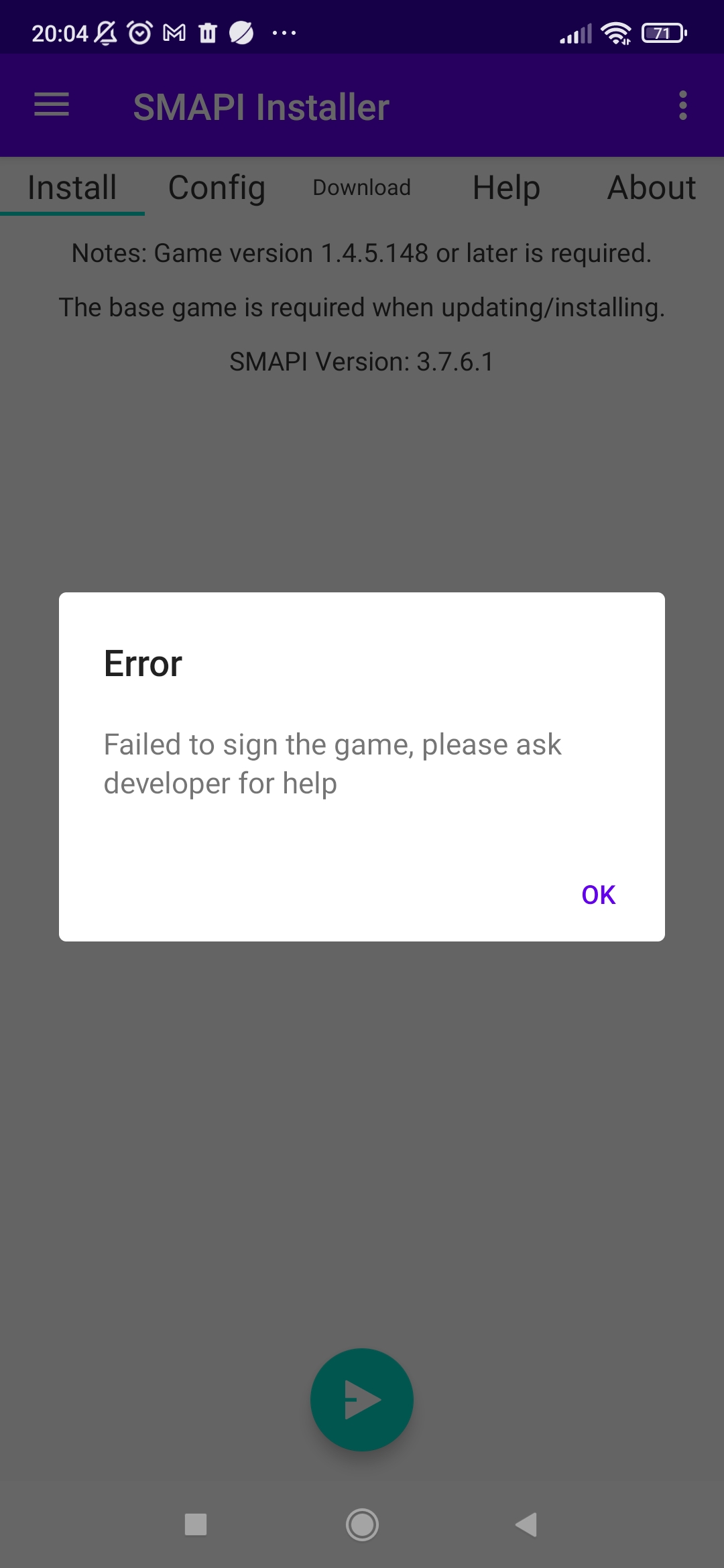 Failed to sign the game · Issue #272 · ZaneYork/SMAPI-Android-Installer · GitHub