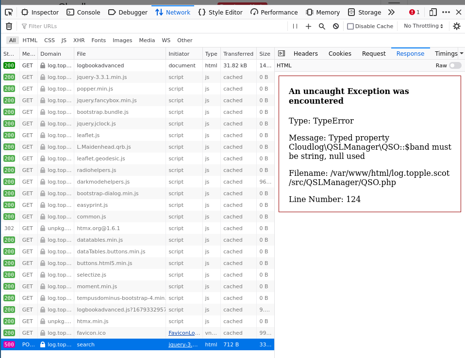 Advanced Logbook - An Error Occurred · Issue #2519 · magicbug/Cloudlog · GitHub