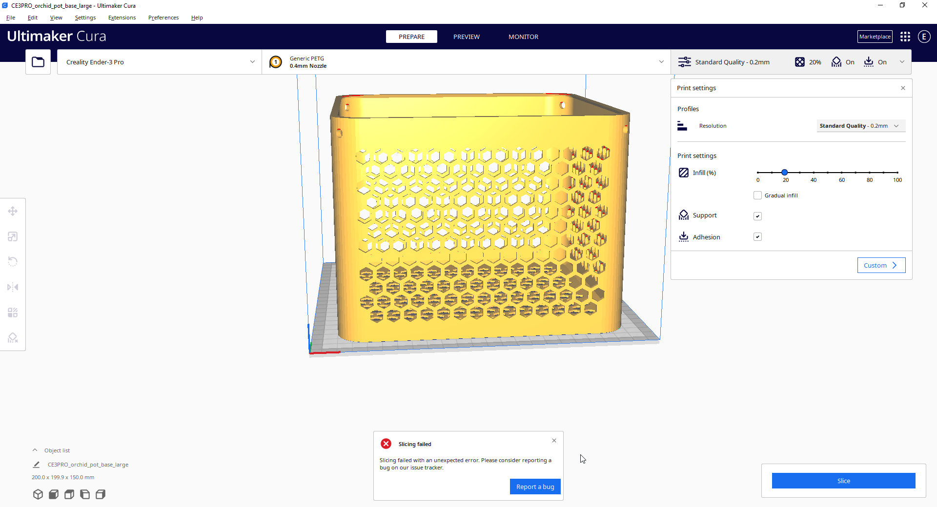 Slicing Failed · Issue 13137 · Ultimaker Cura · Github