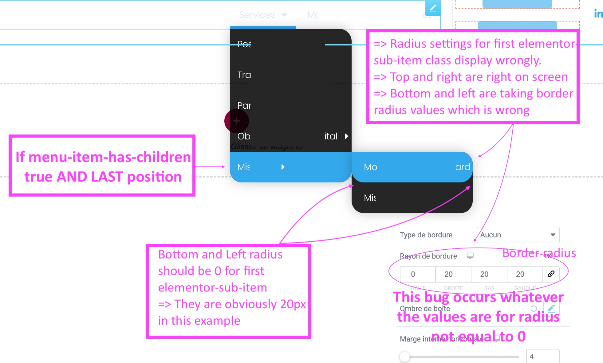 🐞 Wrong horizontal margins and border radius in the desktop Nav Menu widget dropdown submenus ...