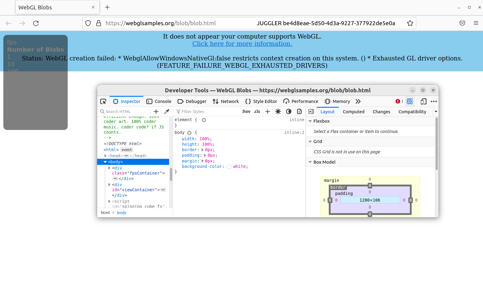 [BUG] webgl is null in Firefox on Ubuntu 22.04 · Issue #14161 · microsoft/playwright · GitHub