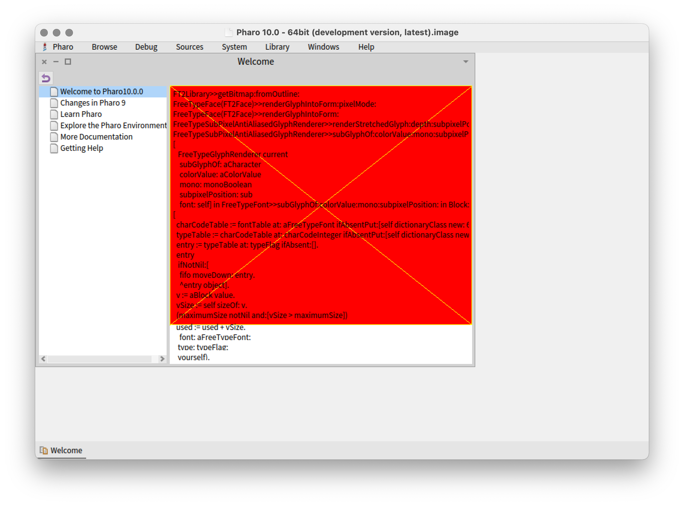 In some builds: Pharo 10 - Welcome window has error · Issue #10731 · pharo-project/pharo · GitHub