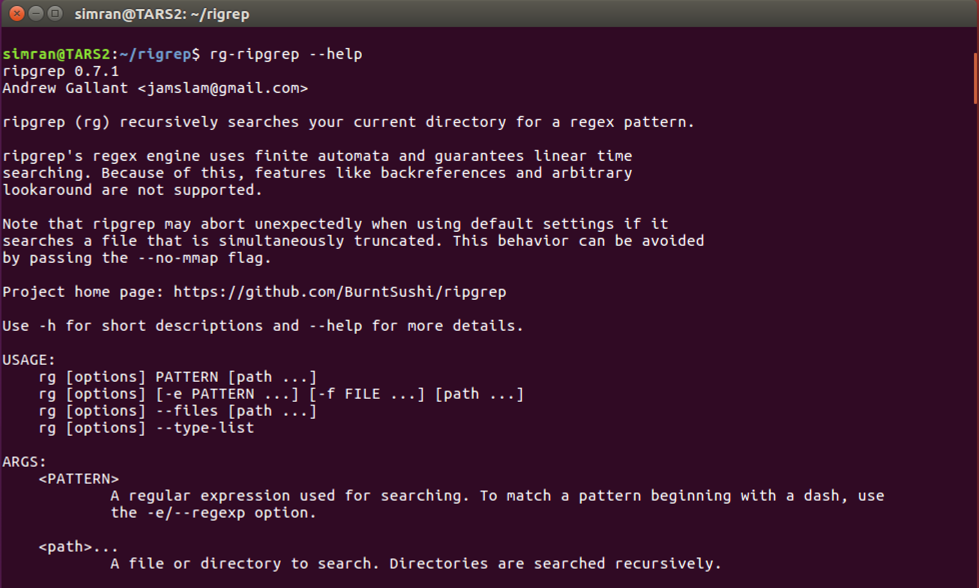 GitHub - undef314/ripgrep: Snap for ripgrep