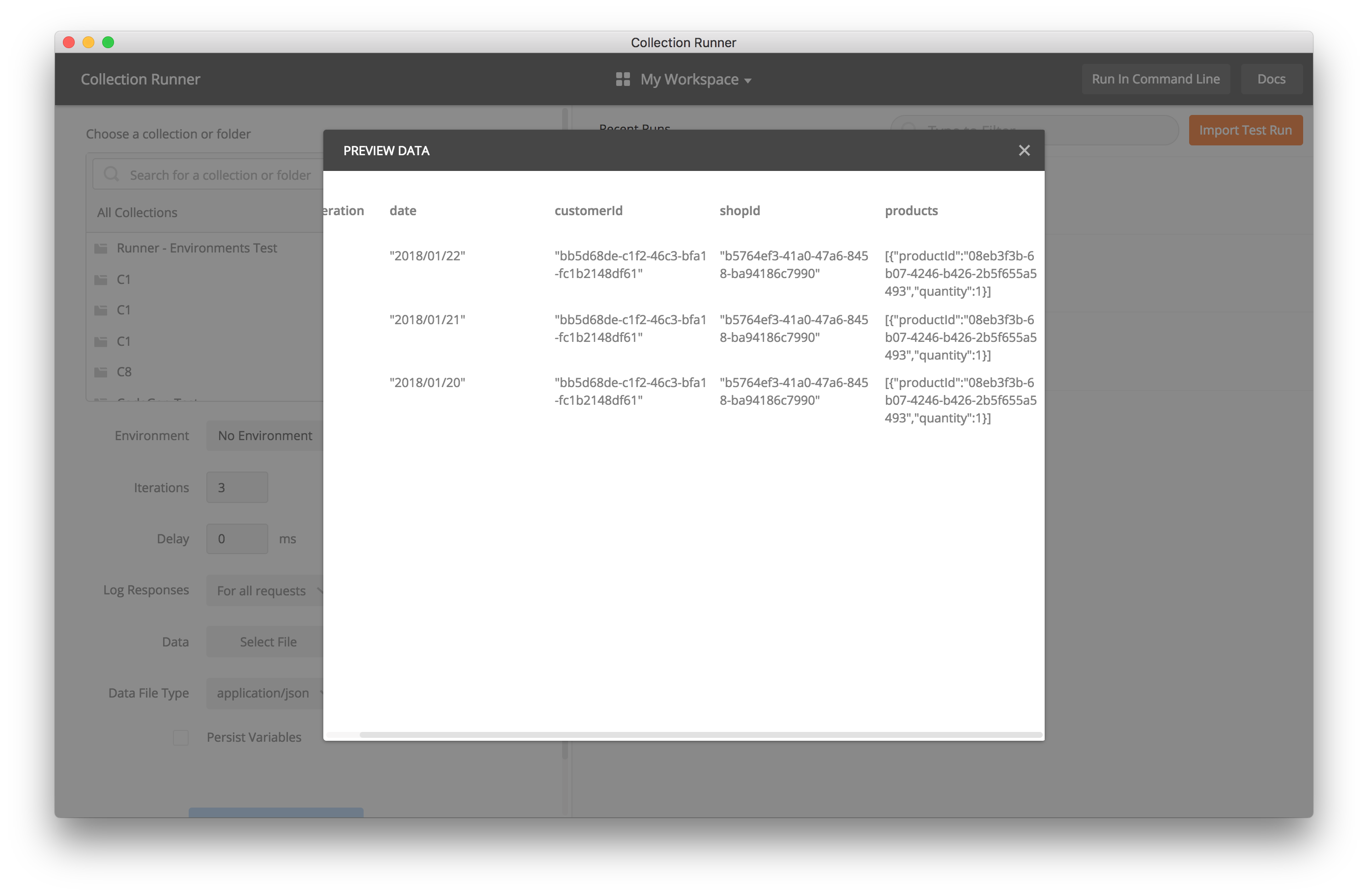 Test runner - set array from json data to request body not happening ...