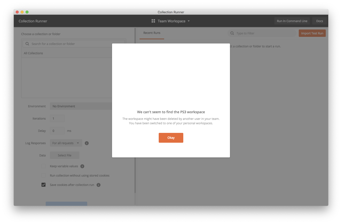 Workspace delete modal doesn't show thumbnail in collection runner · Issue #6494 · postmanlabs ...